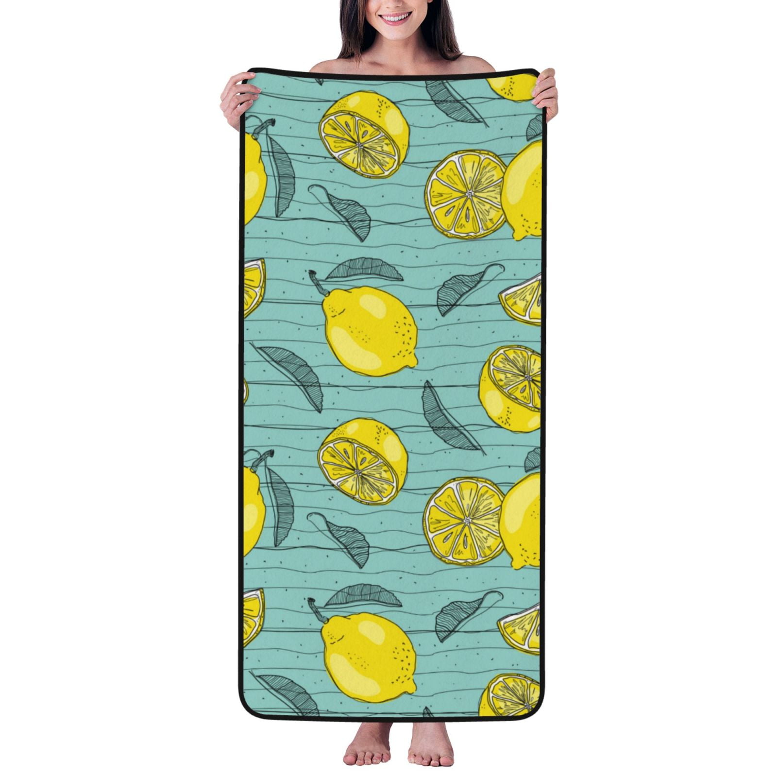 Bath Towels - cartoon Lemon yellow Soft Absorbent Towels for Bathroom ...