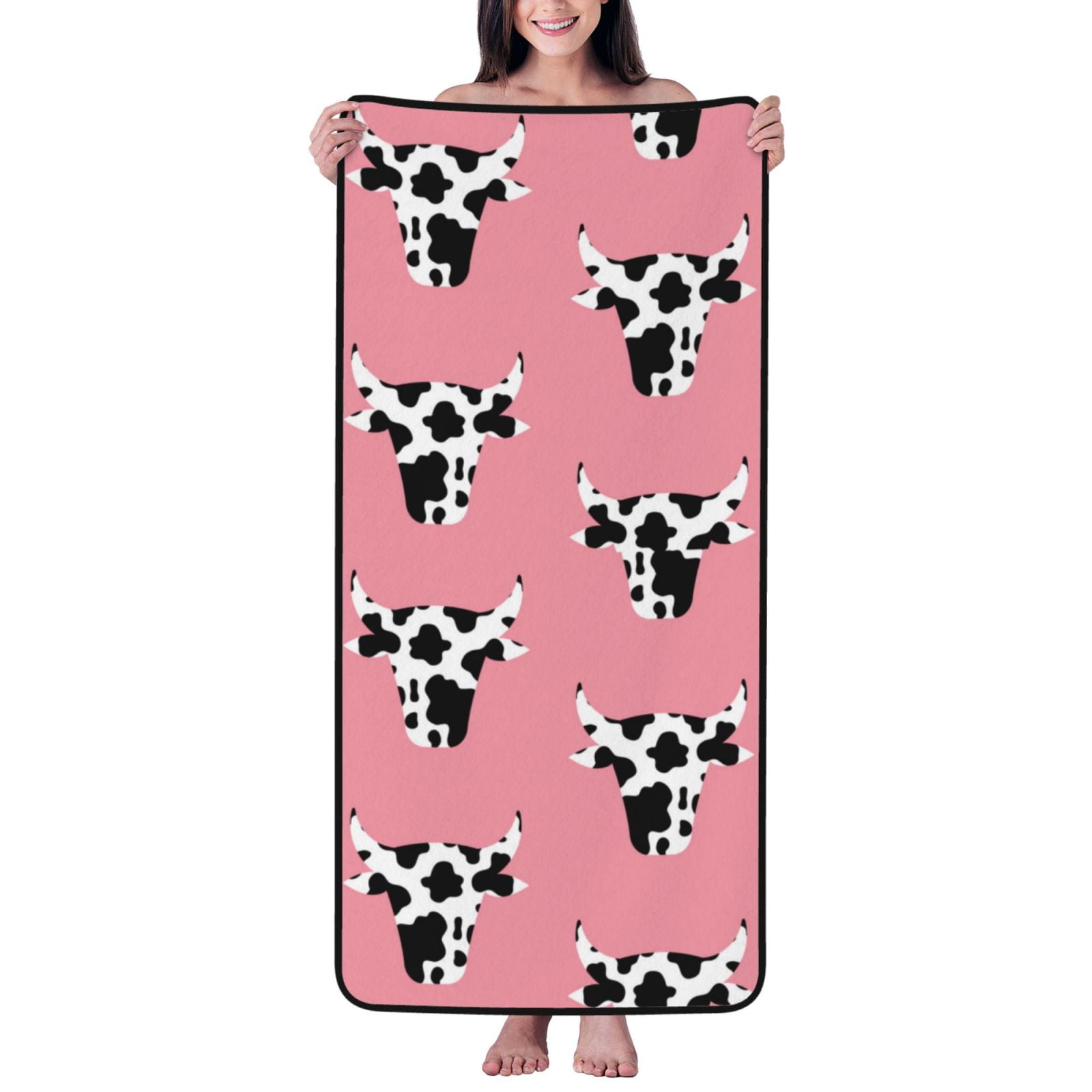 Bath Towels, cute cow head pink print Highly Absorbent Towels for ...