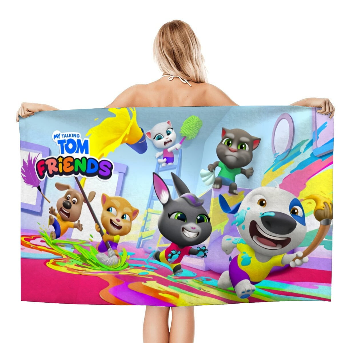 Bath Towels for Talking Tom Beach Towel Kids Boys Girs Gifts Soft & Absorbent for Bathroom ...