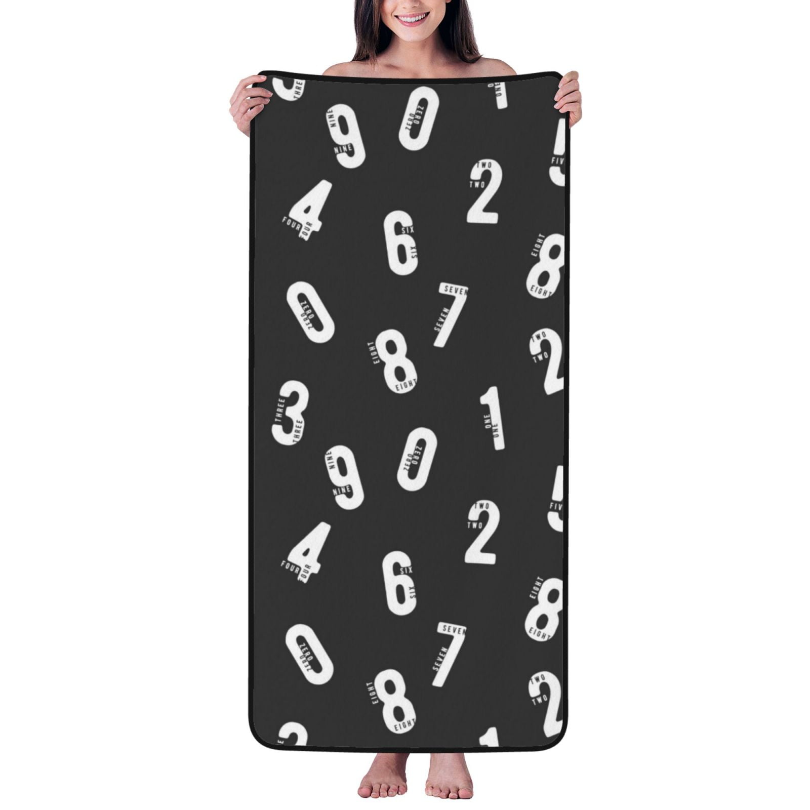 Bath Towels, white Math pattern Highly Absorbent Towels for Bathroom ...