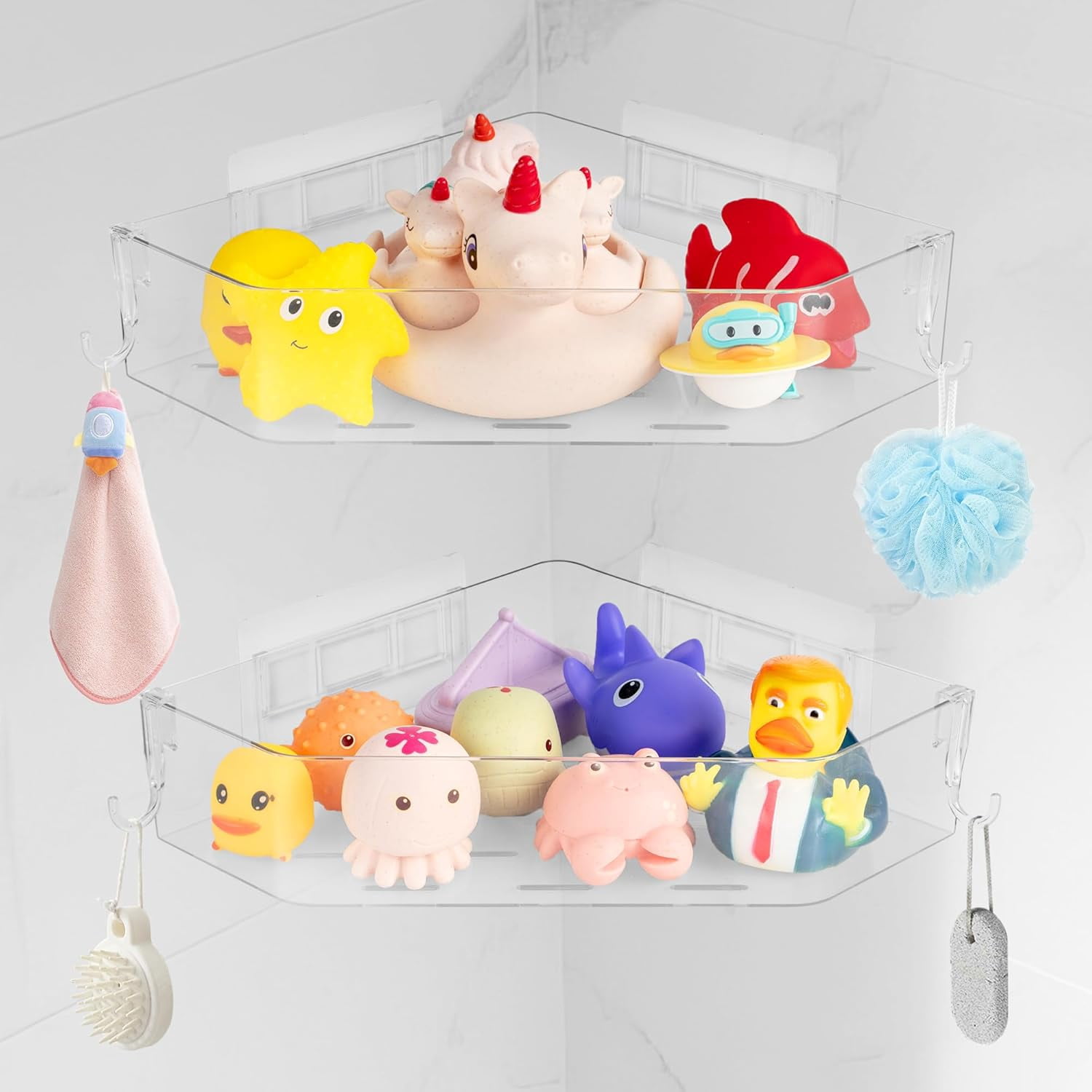 Bath Toy Storage Corner Adhesive Shower Caddy for Baby Bath Toys ...