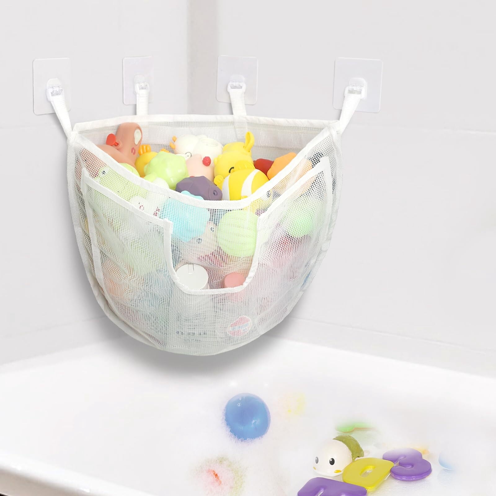 Bath Toy Storage, Large Capacity Bath Toy Holder with Buttom Zipper ...