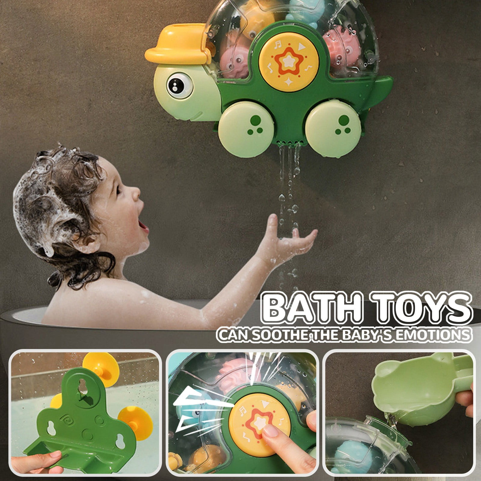 Bath Toy with Swimming Turtle Spin丨Make a Sound To Attract Baby's ...