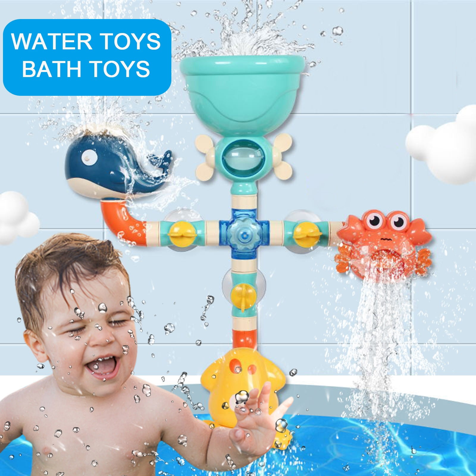 Bath Toys Bathtub Toys for Toddlers Age 2-4 Kids Bath Pipes Toy with ...