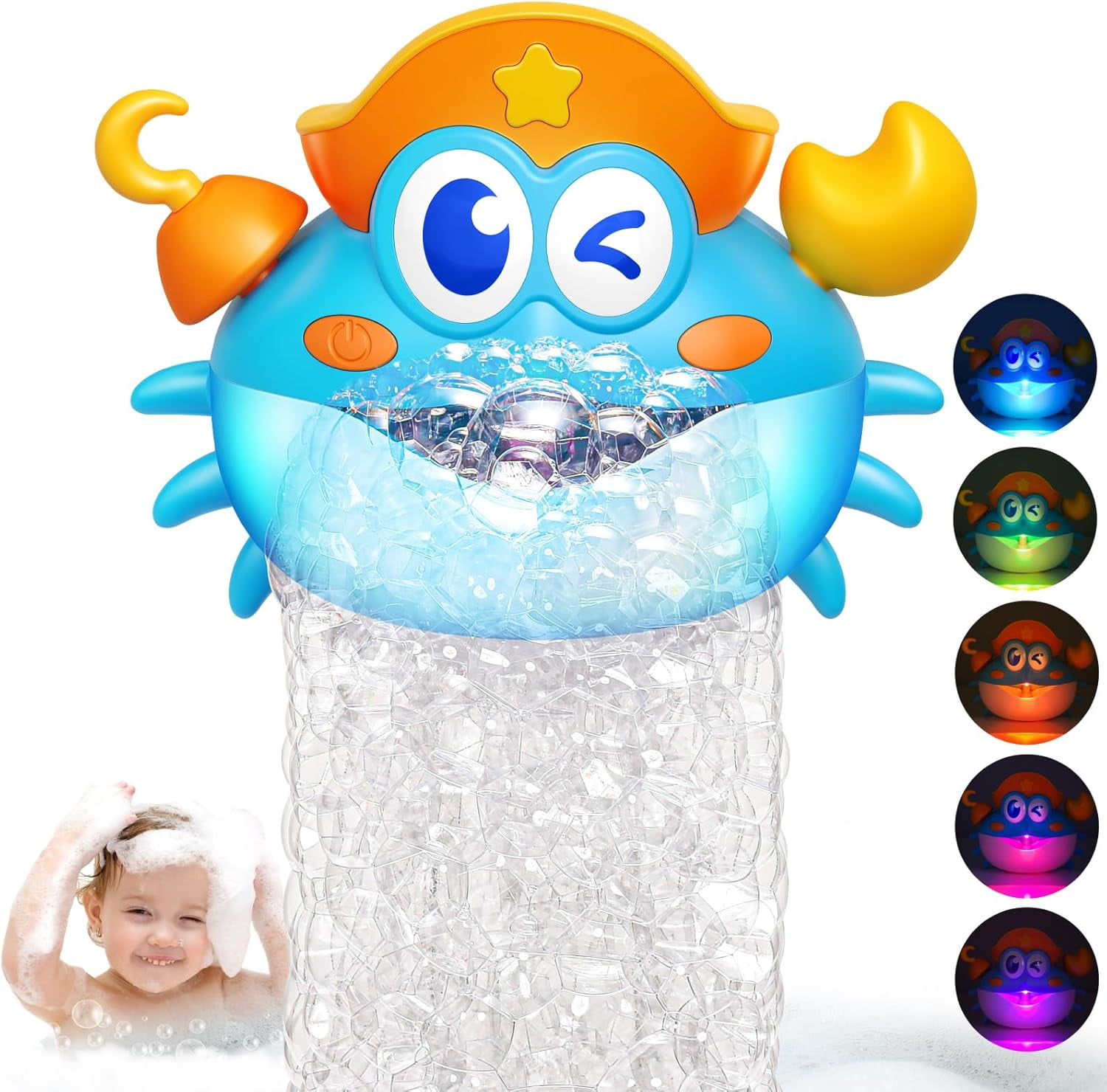 Bath Toys,Crab Baby Bath Toys Light Up Bath Bubble Machine with ...