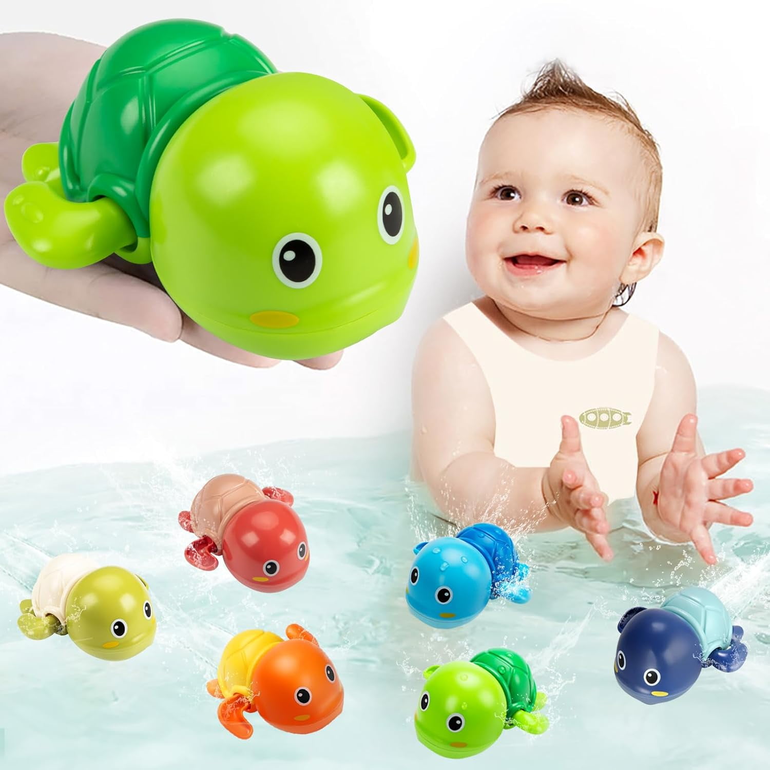 Bath Toys, Cute Swimming Turtle Baby Bath Toys for Toddler 1-3, Water ...
