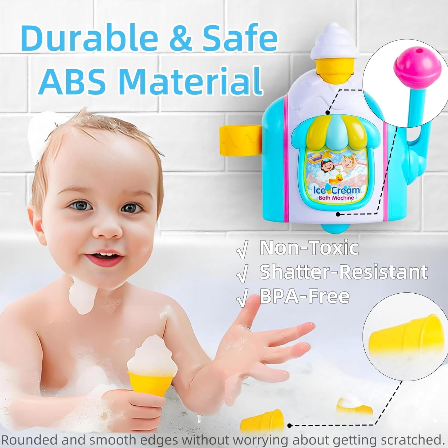 Bath Toys for Toddlers Ages 3-5,Ice Cream Foam Maker Bathtub Toy with ...