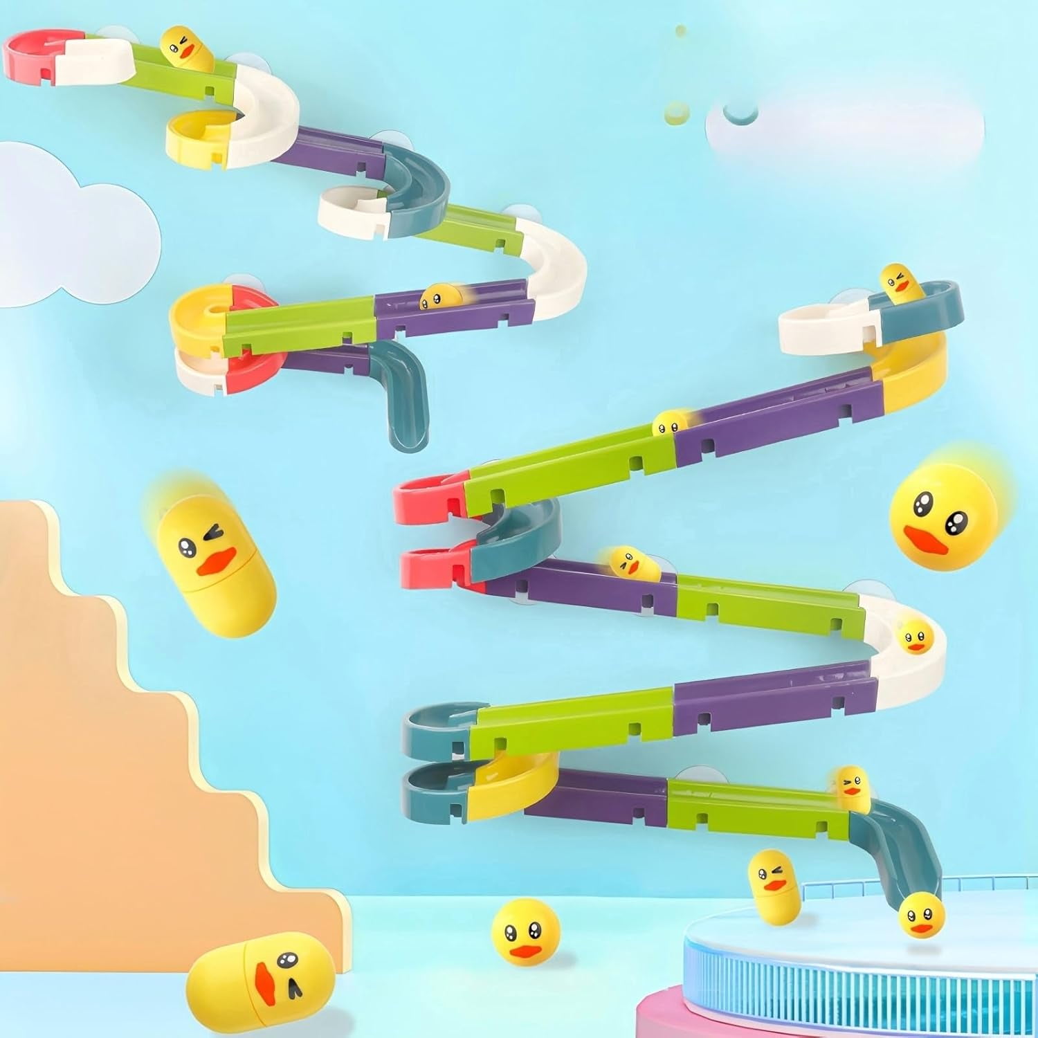 Bath Toys for Toddlers, Duck Water Slide Toy Track for Kids Ages 4-8 ...