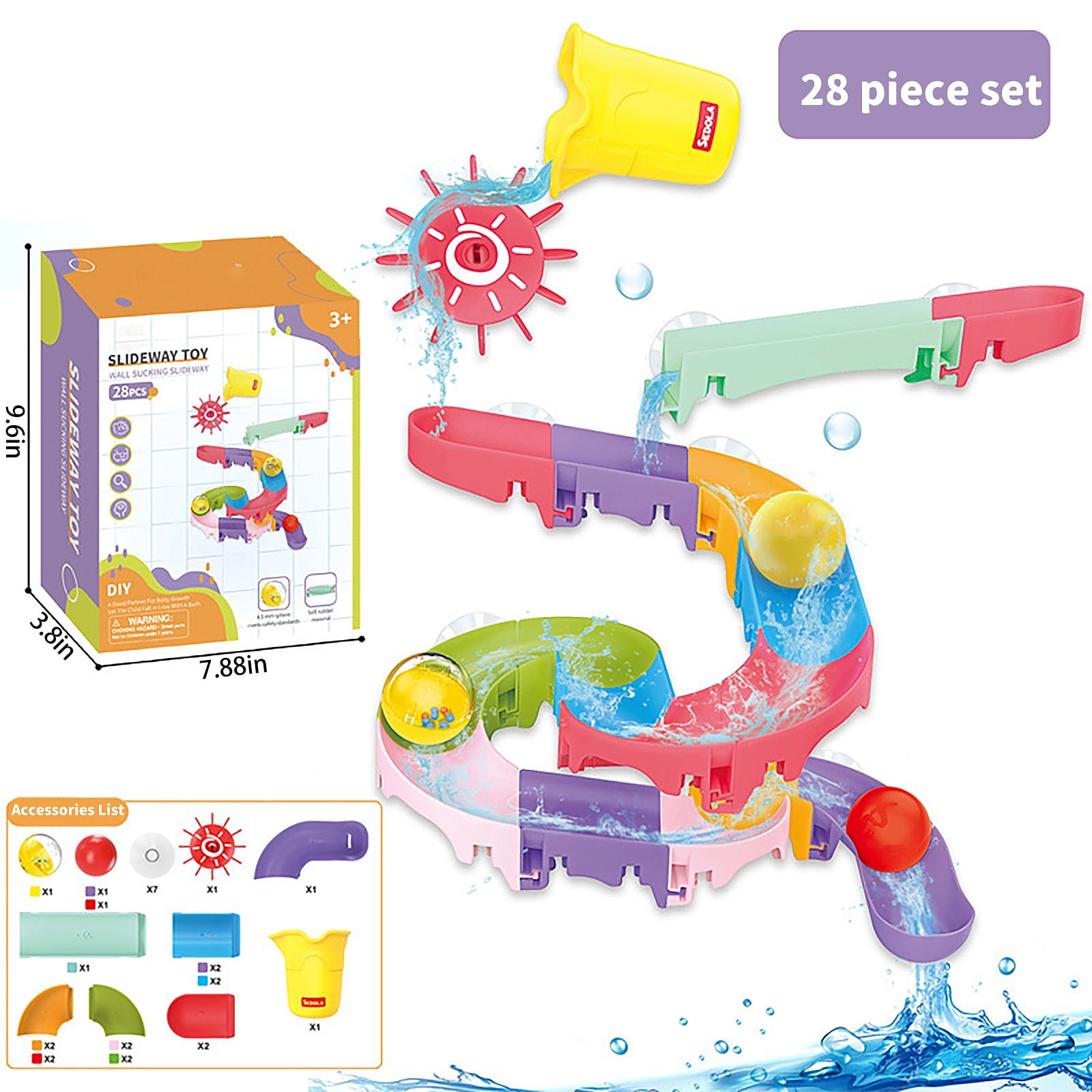 Bath Toys Water Ball Track for Kids for Wall Bathtub Toy Slide for ...