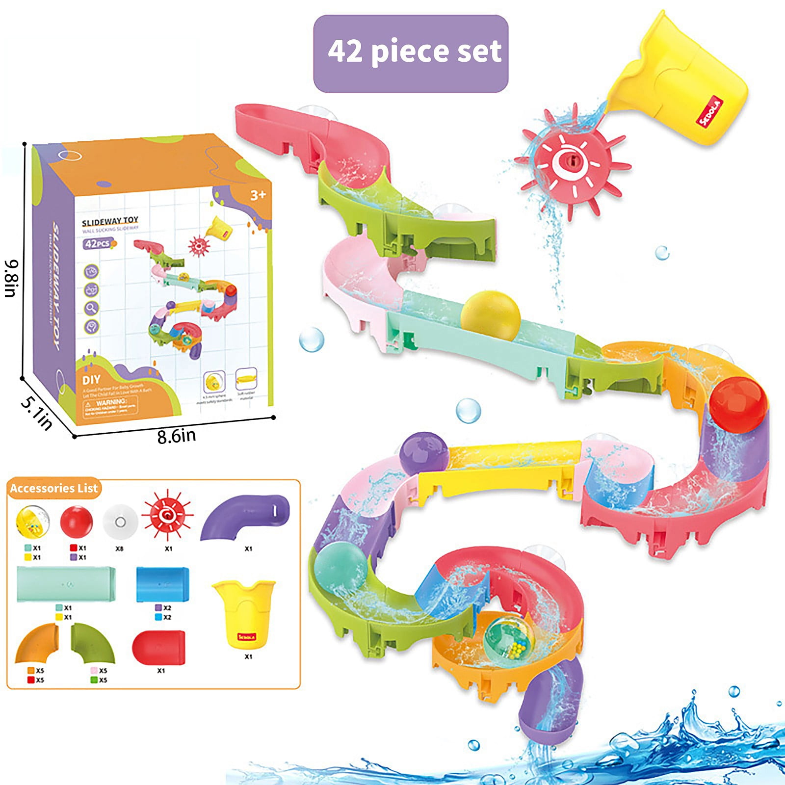 Bath Toys Water Ball Track for Kids for Wall Bathtub Toy Slide for ...