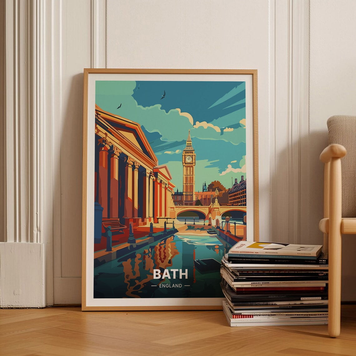 Bath Travel Poster, England Cityscape Wall Art, Roman Baths Uk Travel ...