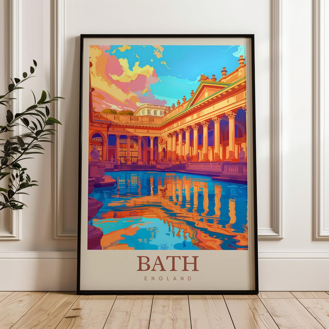 Bath Travel Poster - England Wall Art Print, Illustration Poster ...