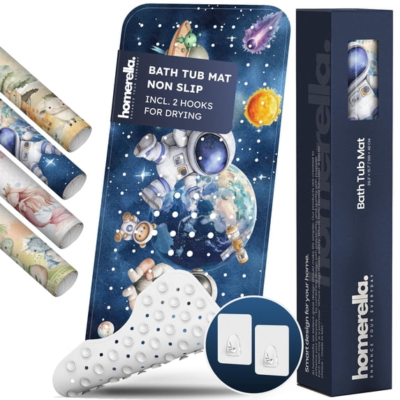 Bath Tub Mat Non Slip Anti Mold for Kids BPA Free INCL Hooks ...