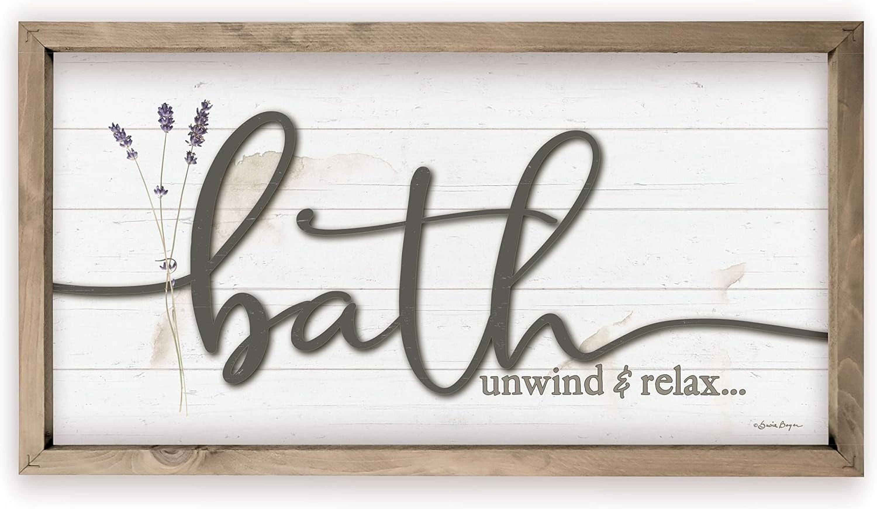 Bath Unwind And Relax With Lavendar Blooms Rustic Wood Wall Sign With ...