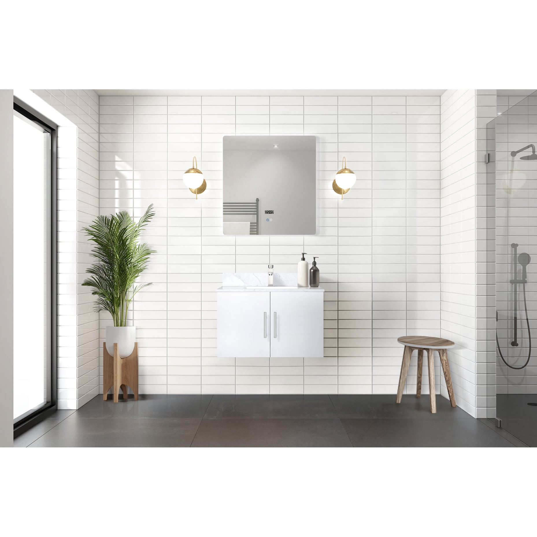 Bath Vanity 30 In. W Glossy White 22 D - Spacious Compartment, Bathroom ...