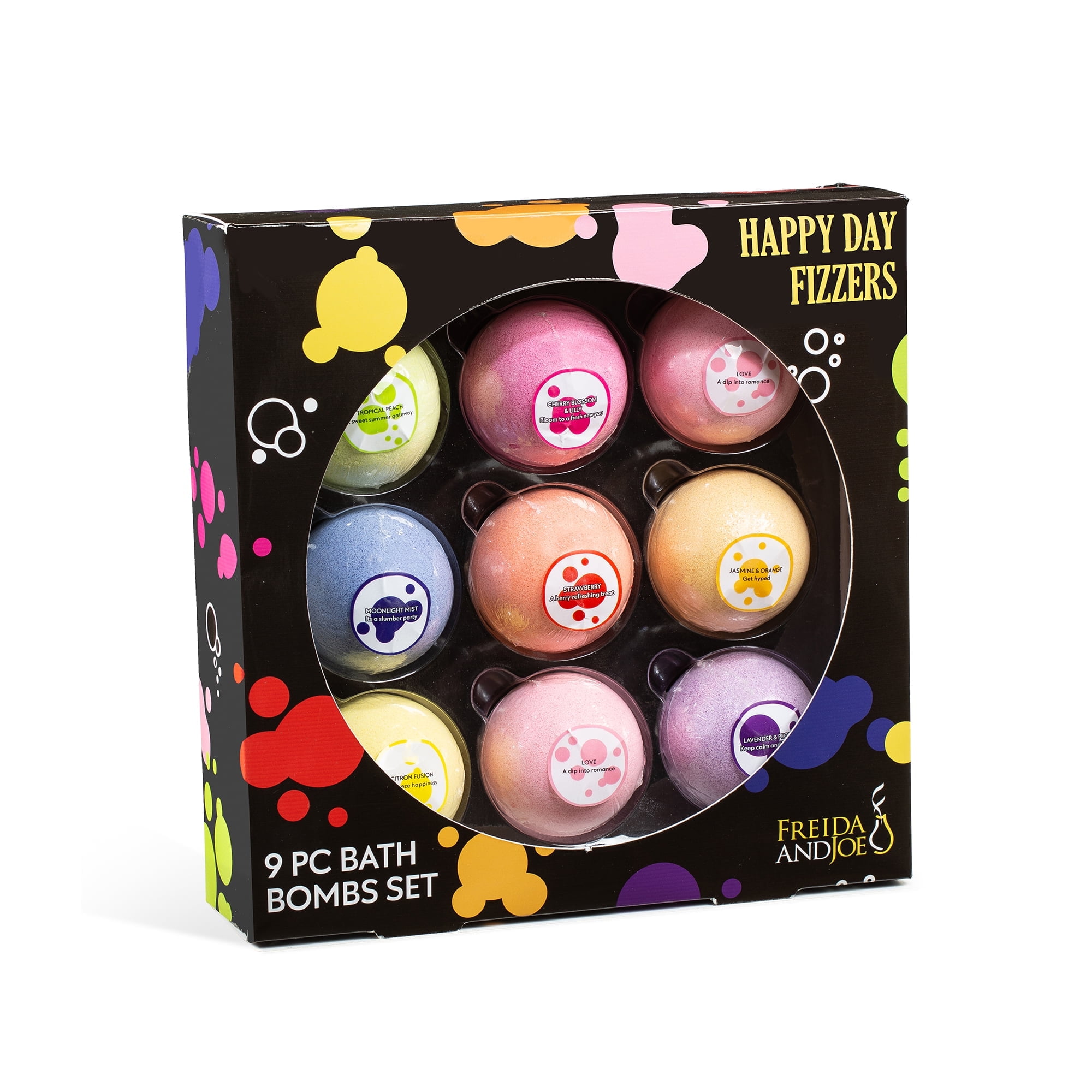Bath and Body Gift Set for Her Happy Day Fizzers 9pcs Bath Bomb Spa ...