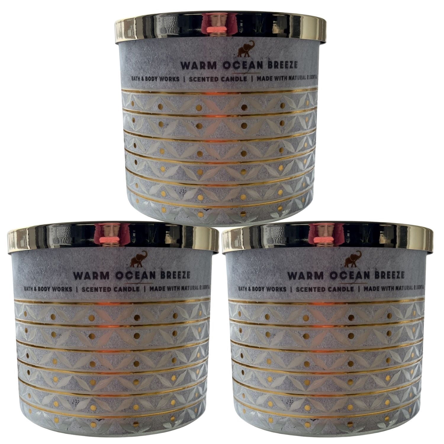 Bath and Body Works (3 Pack) Warm Ocean Breeze Scented 3 Wick Candle ...