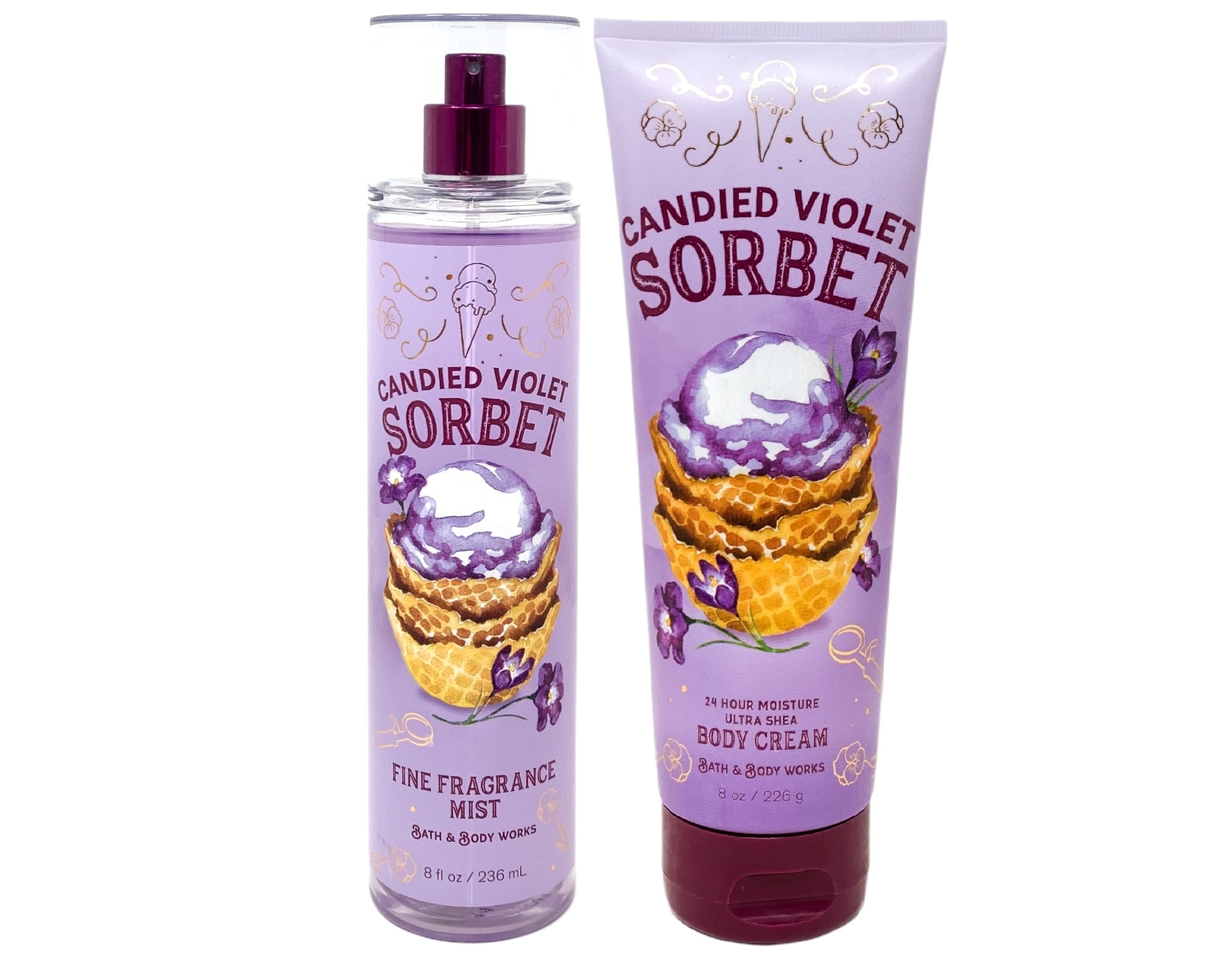 Bath and Body Works Candied Violet Sorbet Gift Set - Fine Fragrance ...