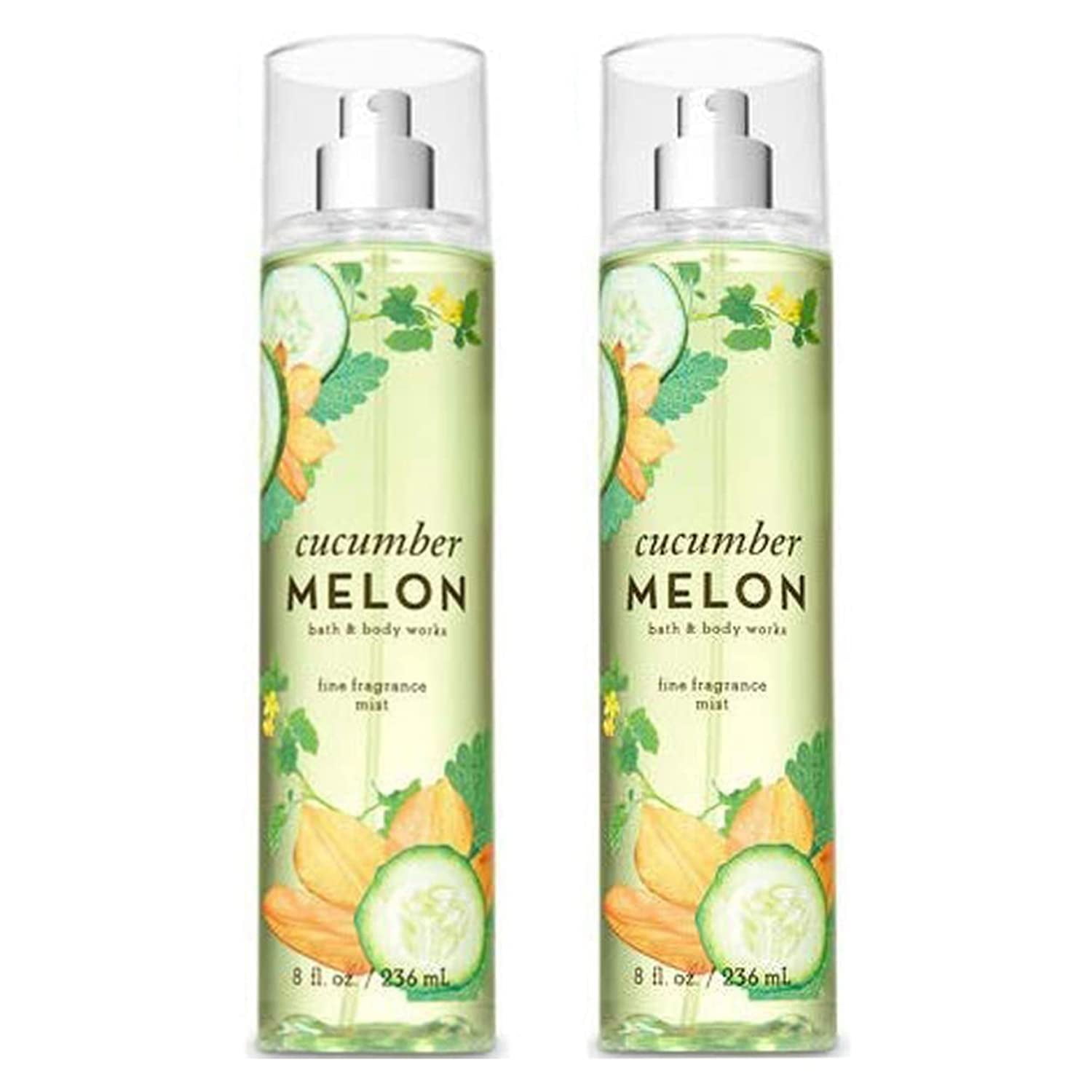 Bath and Body Works Cucumber Melon Fine Fragrance Mists Pack Of 2 8 oz. Bottles (Cucumber Melon ...