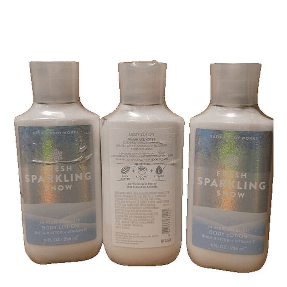 Bath & Body Works Fresh Sparkling Snow 24 Hour Moisture Body Lotion Set ...