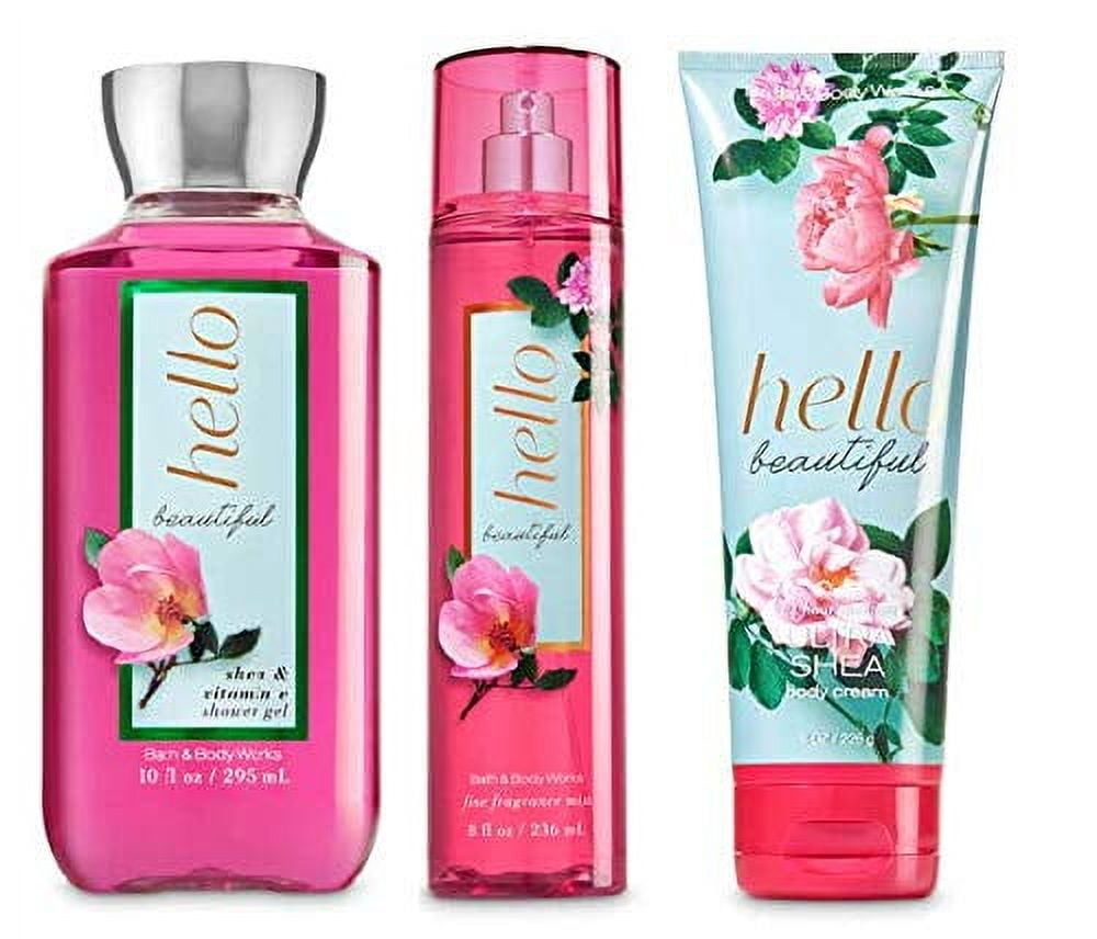 Bath and Body Works Hello Beautiful Body Care Set. Shower Gel 10 Fl Oz, Fine Fragrance Mist 8 Fl ...