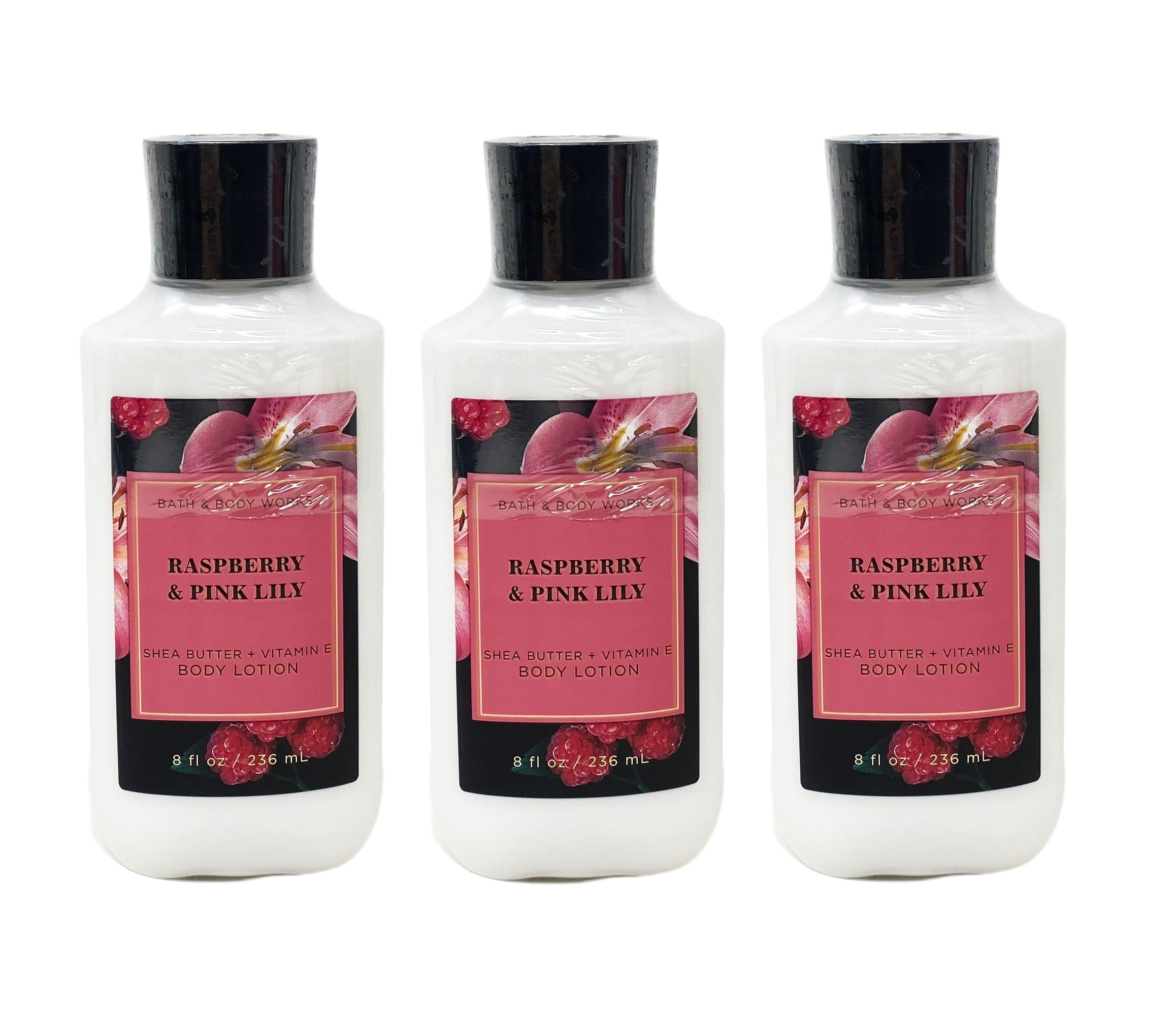 Bath and Body Works Raspberry & Pink Lily 3 Pack Body Lotion Value Set ...
