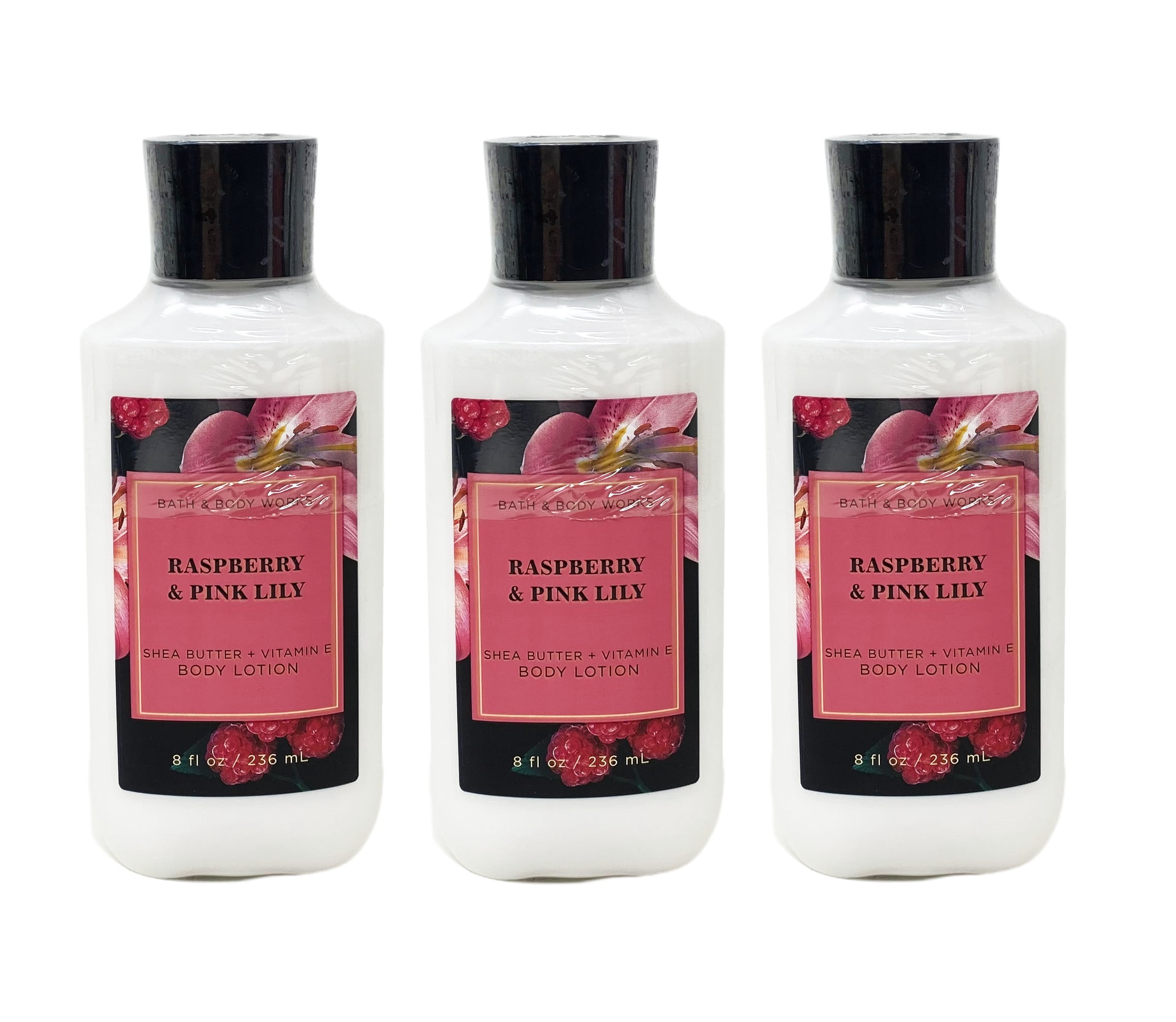 Bath and Body Works Raspberry & Pink Lily 3 Pack Body Lotion Value Set ...