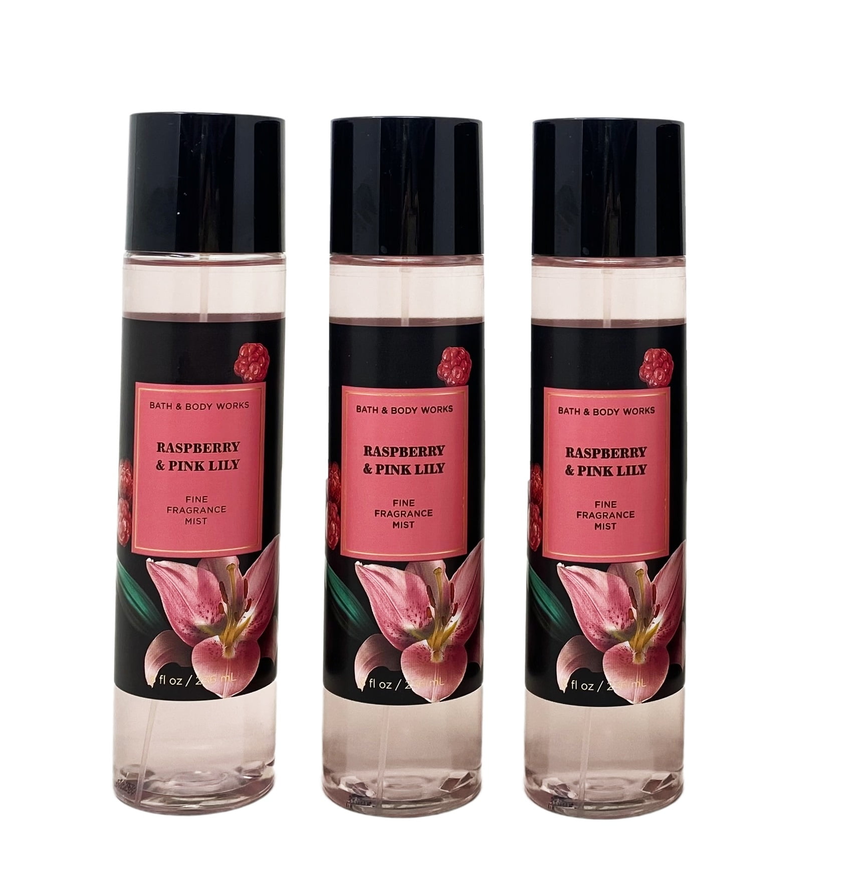 Bath and Body Works Raspberry & Pink Lily 3 Piece Fine Fragrance Mist ...
