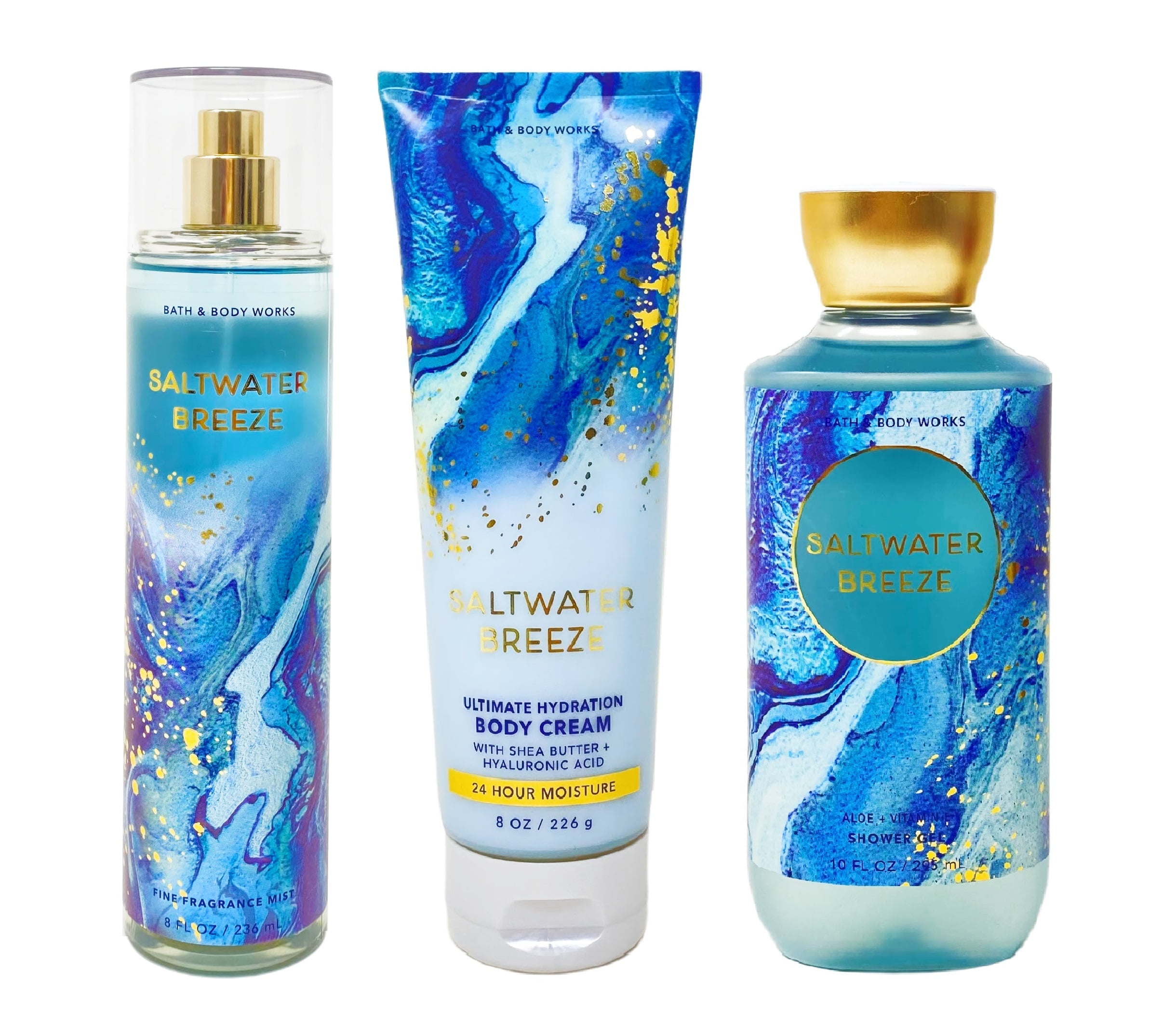 Bath and Body Works Saltwater Breeze Bundle - Fragrance Mist, Body ...