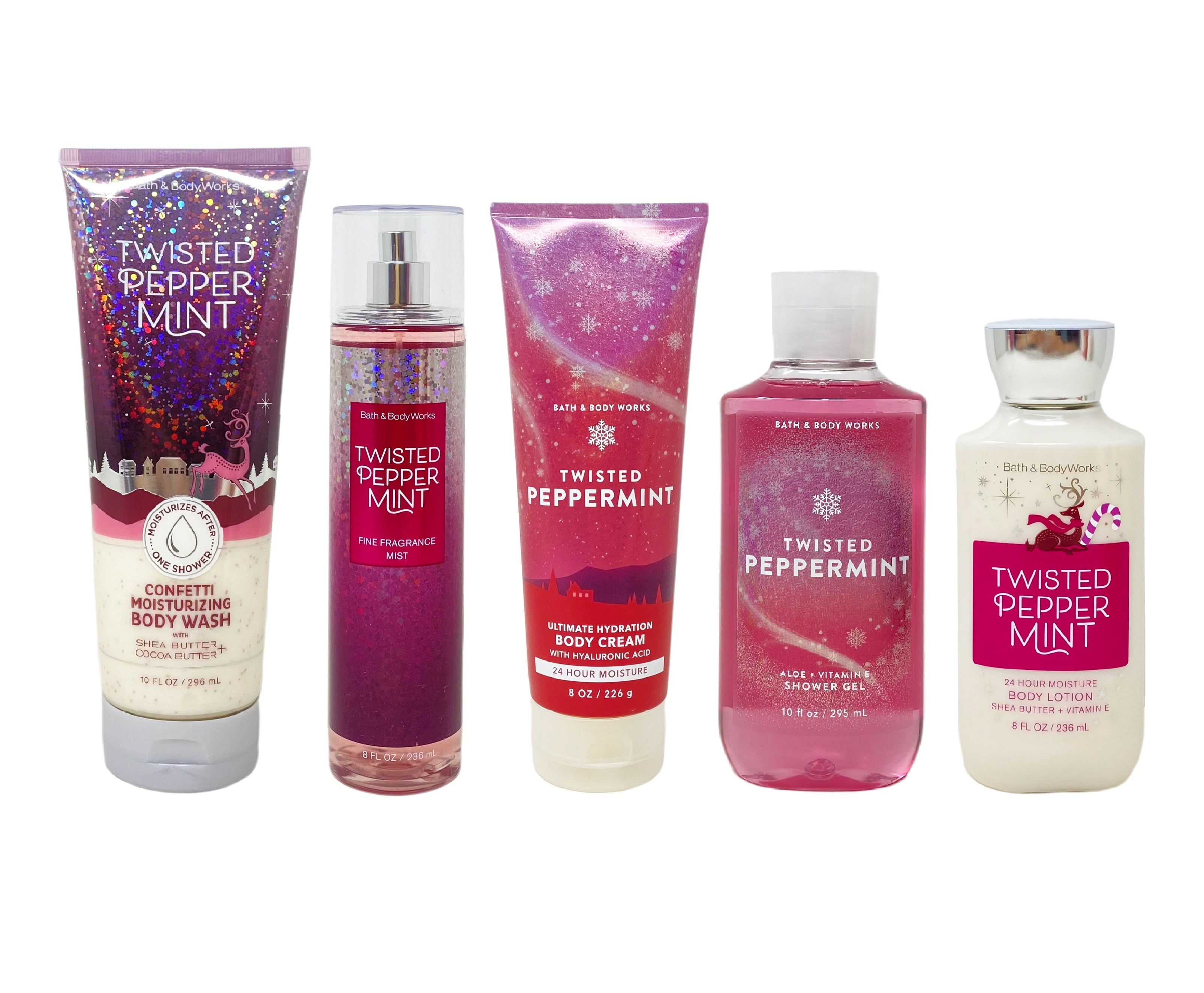 Bath And Body Works Twisted Peppermint 5 Piece Bundle Body Wash