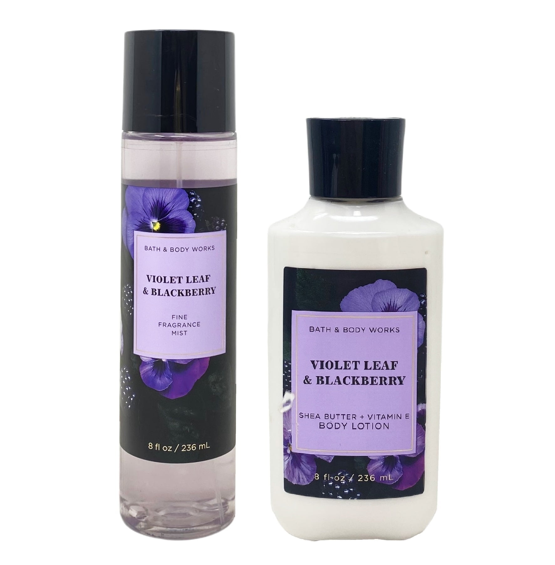 Bath and Body Works Violet Leaf & Blackberry 2 Piece Bundle - Fragrance ...