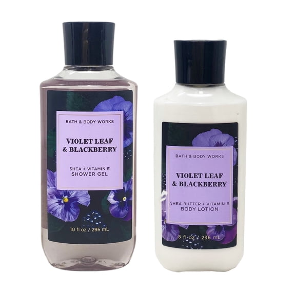 Bath and Body Works Violet Leaf & Blackberry Duo Bundle - Shower Gel ...