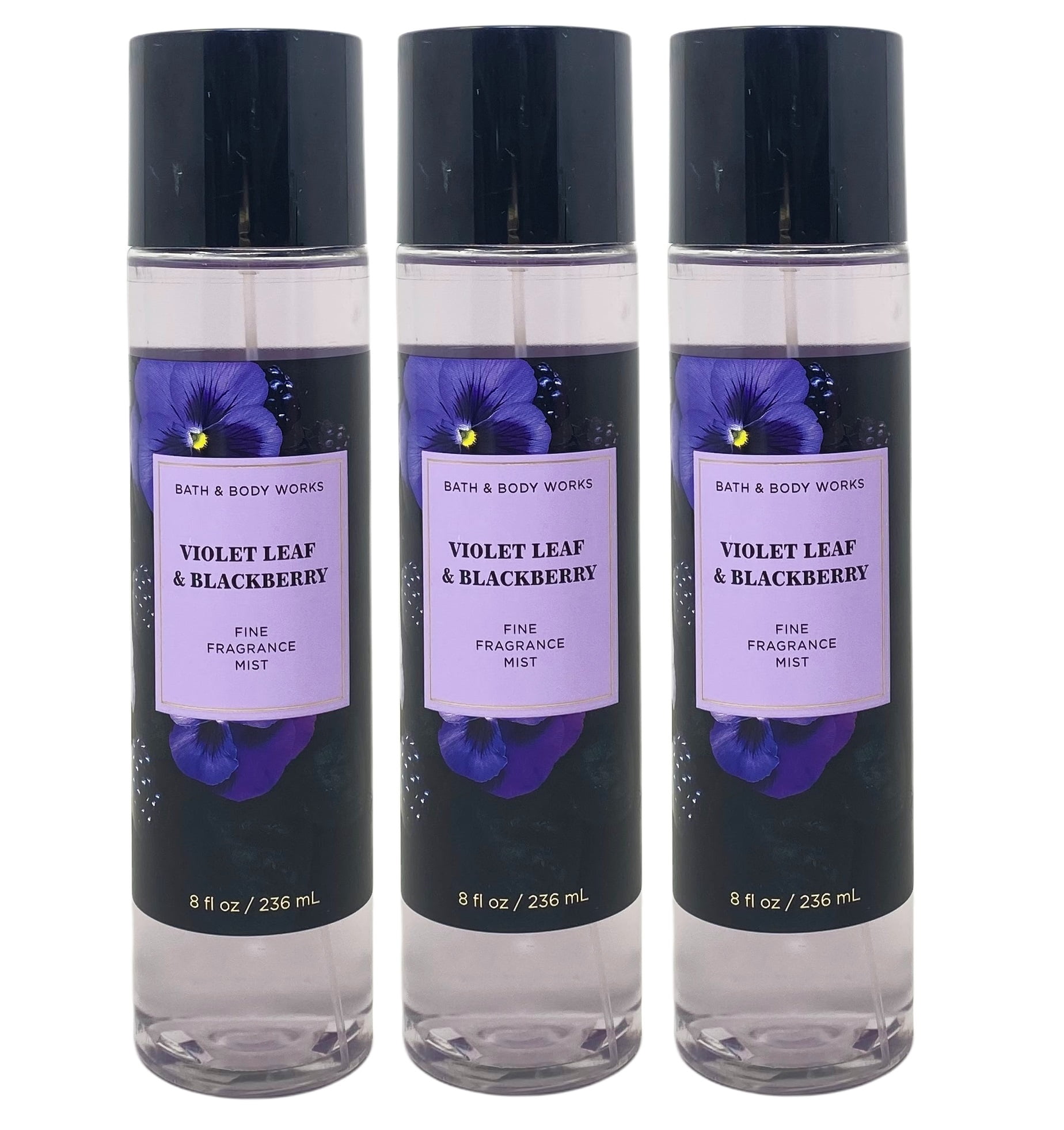 Bath and Body Works Violet Leaf & Blackberry Fine Fragrance Mist Trio ...