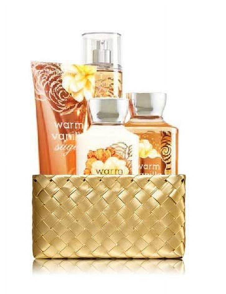 Bath and Body Works WARM VANILLA SUGAR Gold Woven Basket Gift Kit ...