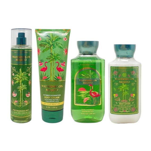 Bath and Body Works Watermelon Mojito 4 Piece Gift Set - Fragrance Mist - Body Cream - Shower ...