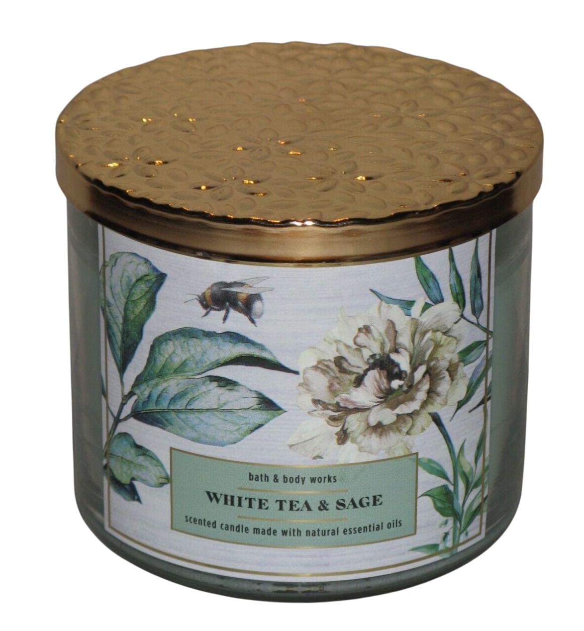 Bath and Body Works White Tea & Sage Scented Candle with Essential Oils (14.5 oz / 411 g ...
