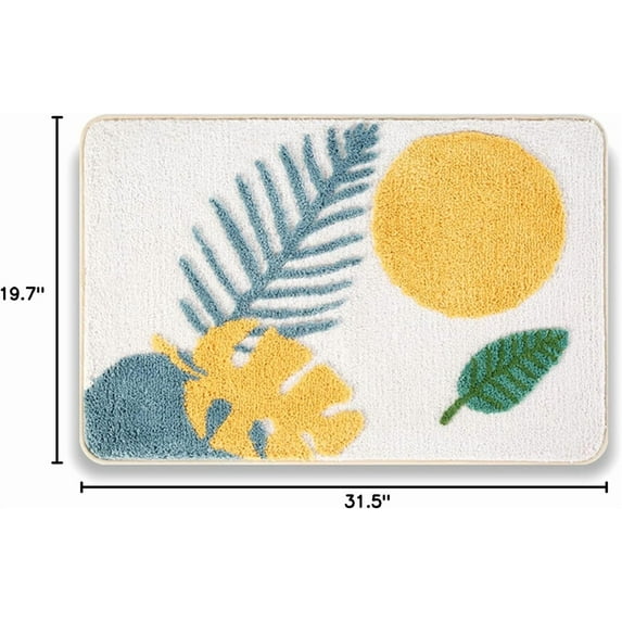 Bath mat Rug Boho Plant Abstract Art Leaf Colorful Washable Bathroom ...