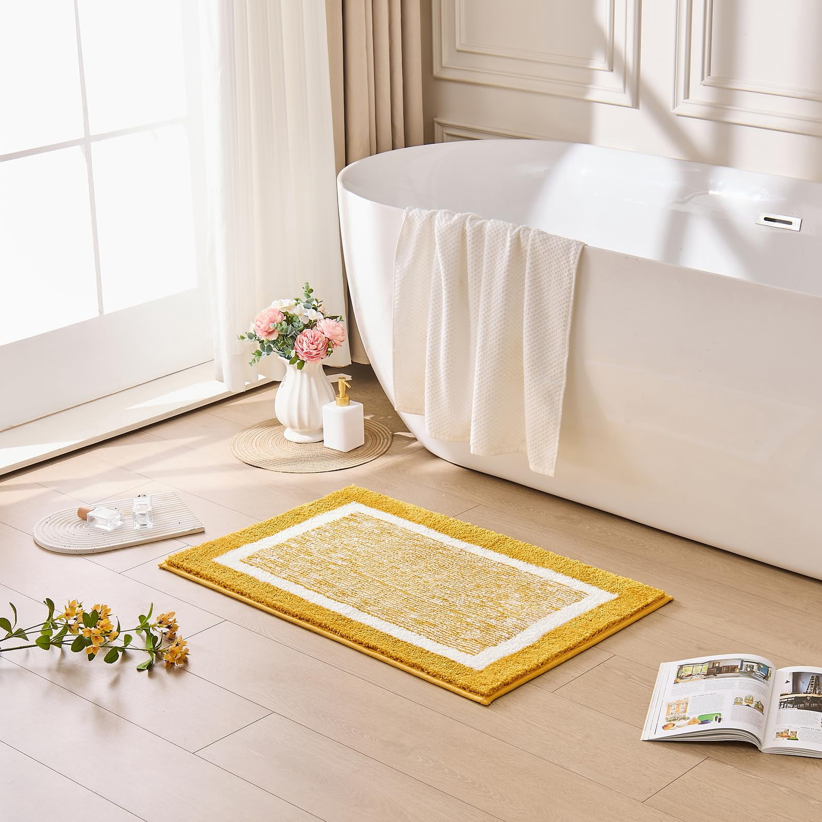 Bath mats for Bathroom Non Slip, Fluffy Absorbent Microfiber Bath mat ...