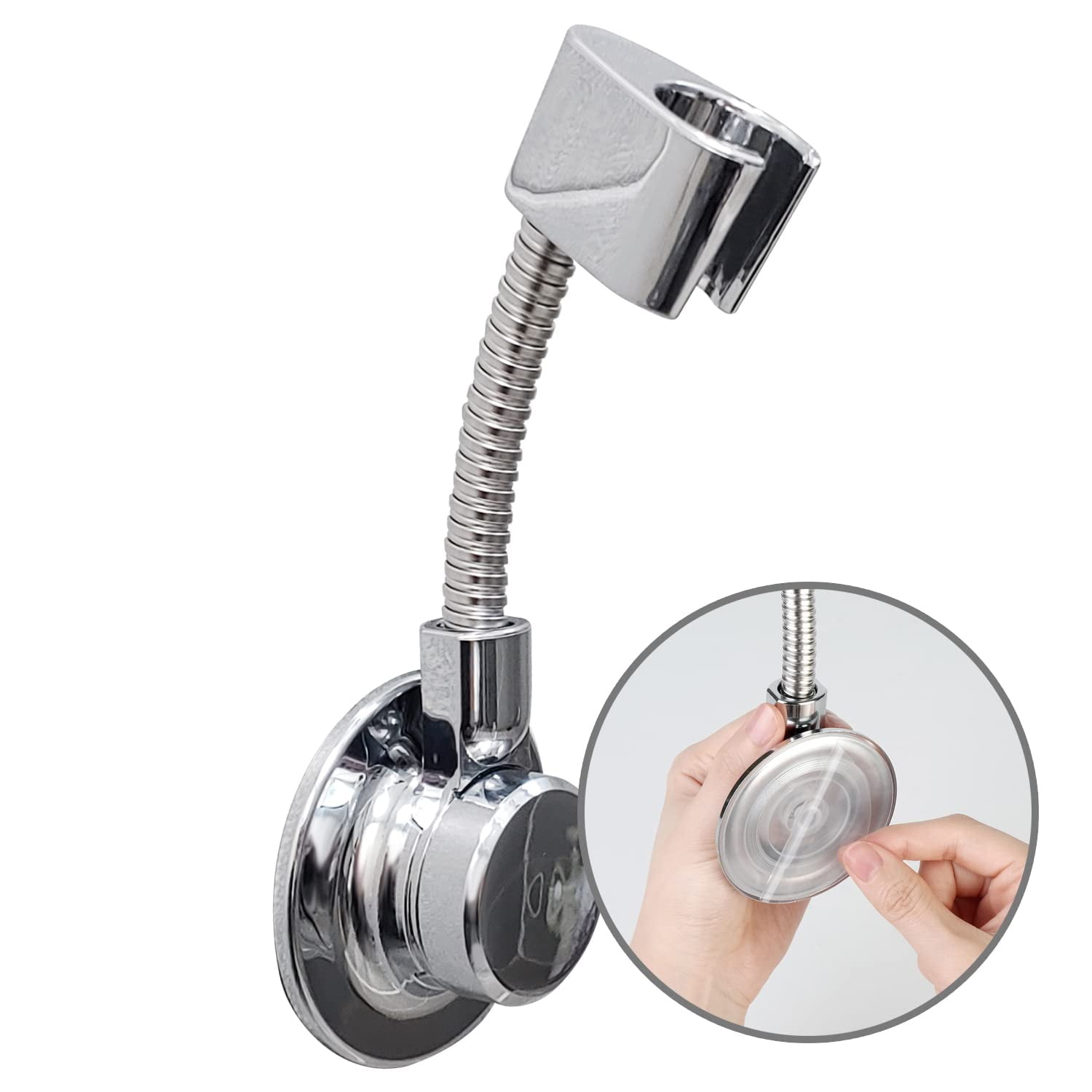 BathBeyond Adjustable Shower Head Holder - Universal Wall Mount Flexible Vacuum Suction Cup ...