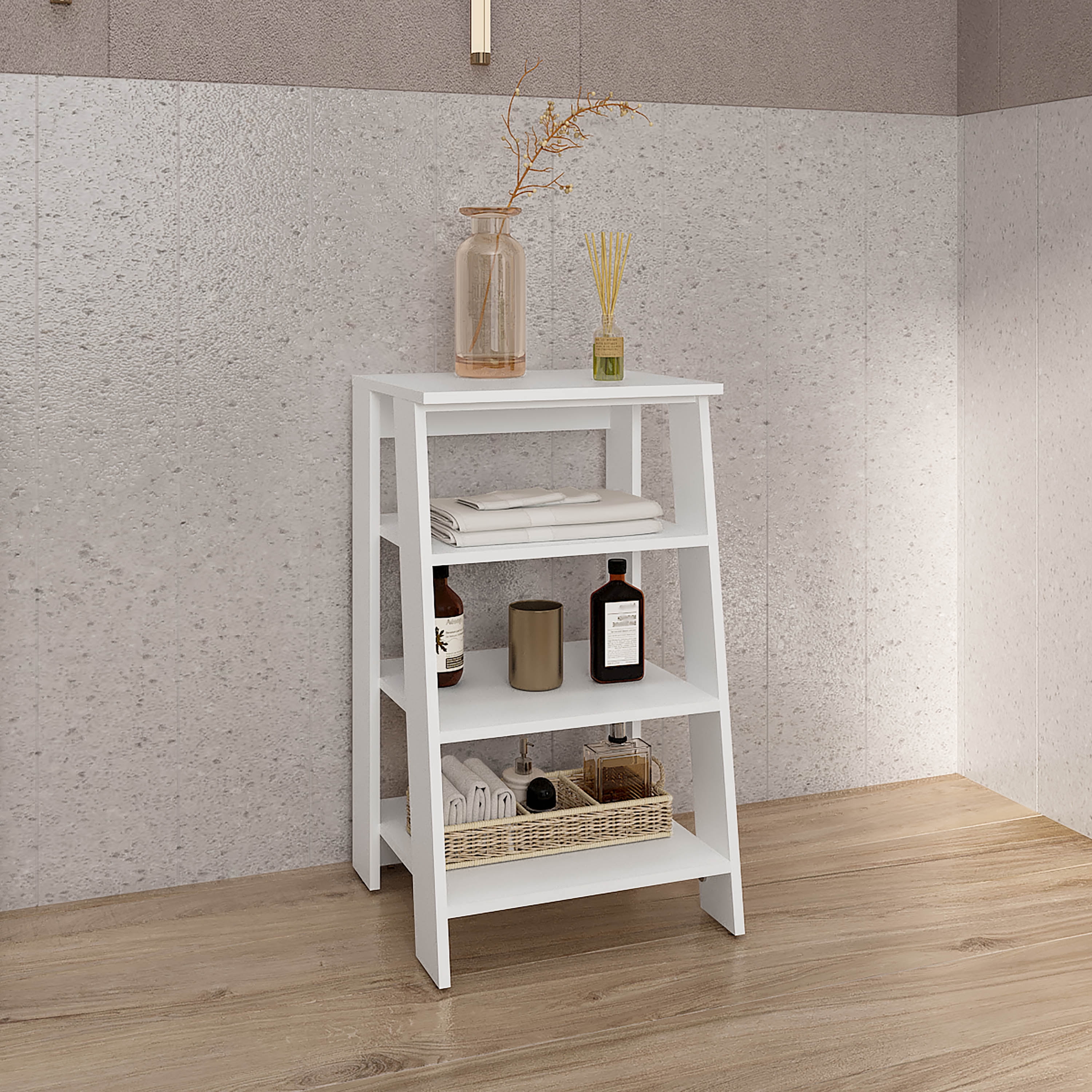 Bathbi 30" High 4-Tier Ladder Shelf Organizer for Bathroom,Side Table ...