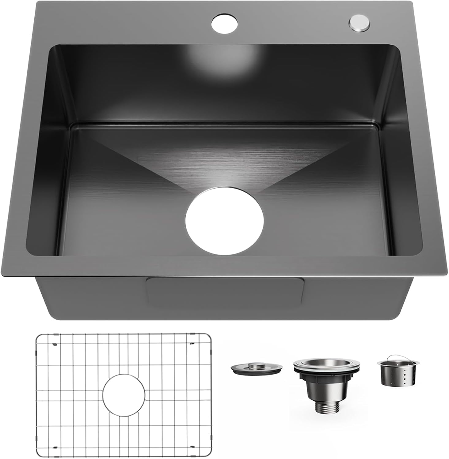 Bathenum 20" x 16" Drop in Kitchen Sink 304 Stainless Steel Single Bowl ...