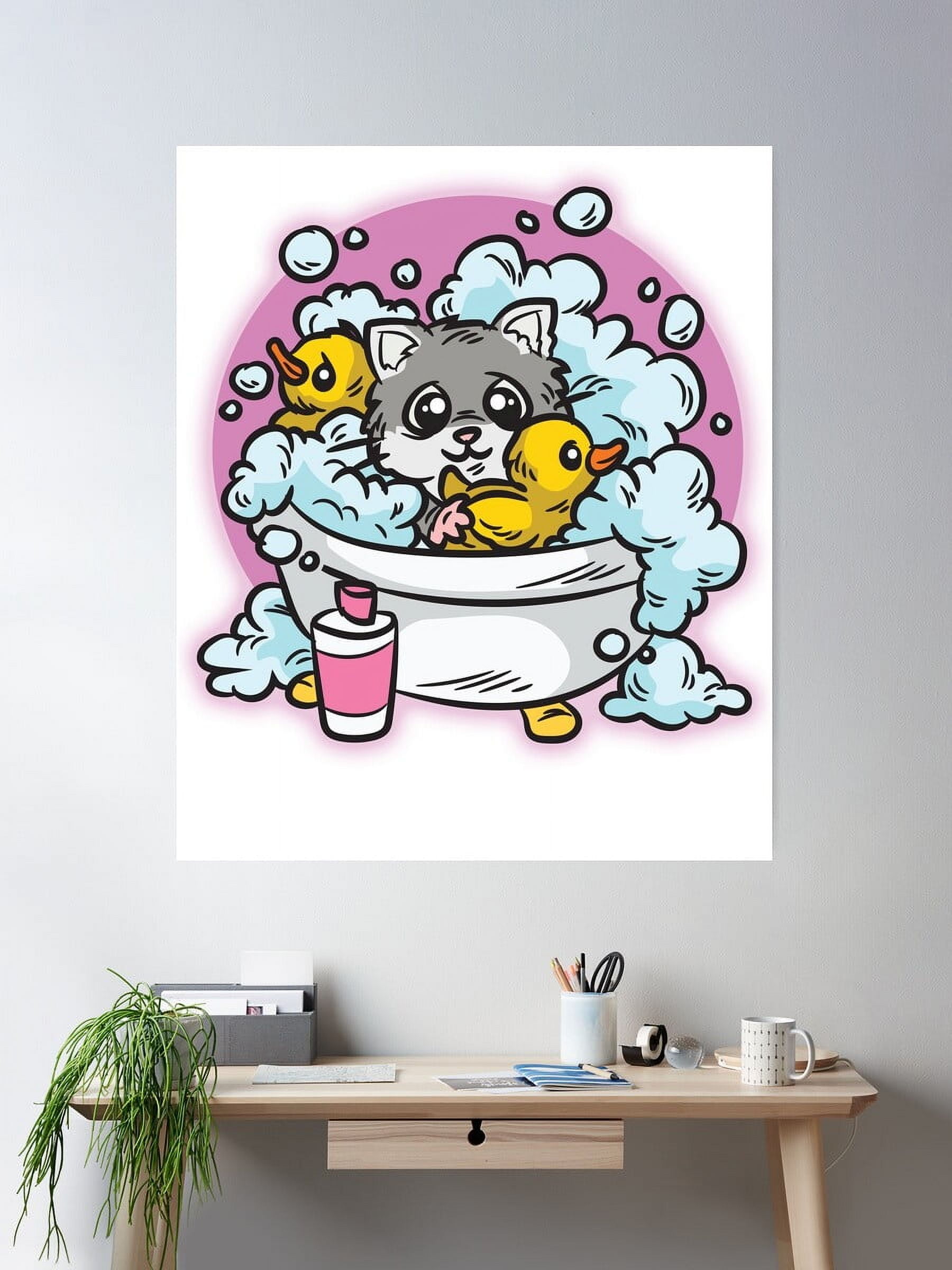 Bathing Hamster Rubber Duck Poster Wall Art, Modern Wall Decor For ...