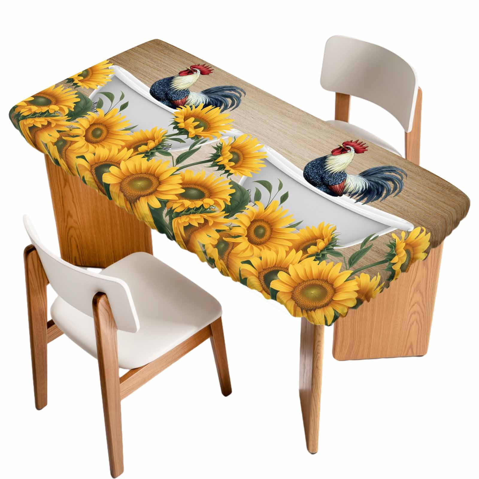Bathing Roosters Table Cloths for 3 Foot Rectangle Tables, Countryside ...