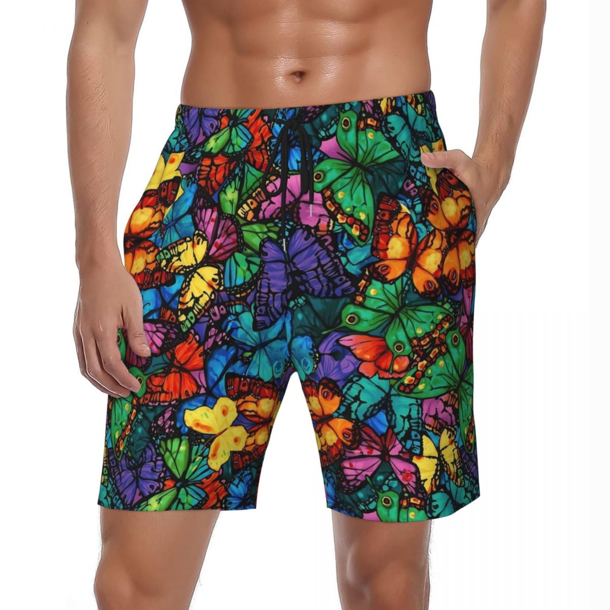 Bathing Suit Color Butterfly Board Shorts Summer Animal Print Classic ...