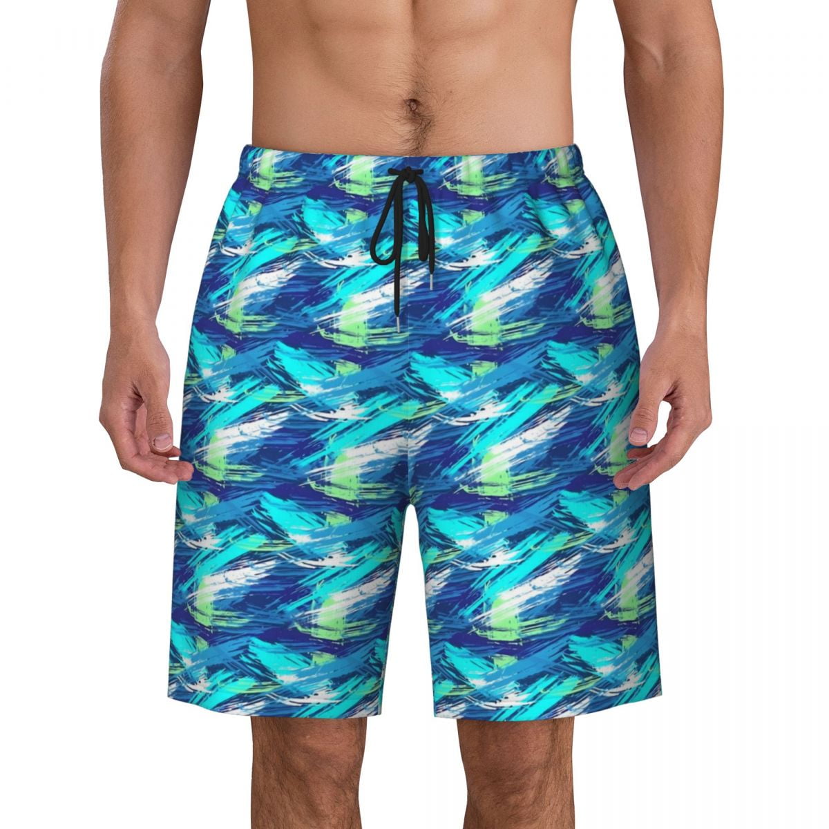 Bathing Suit Colorful Brush Print Board Shorts Summer Modern Art Hawaii ...
