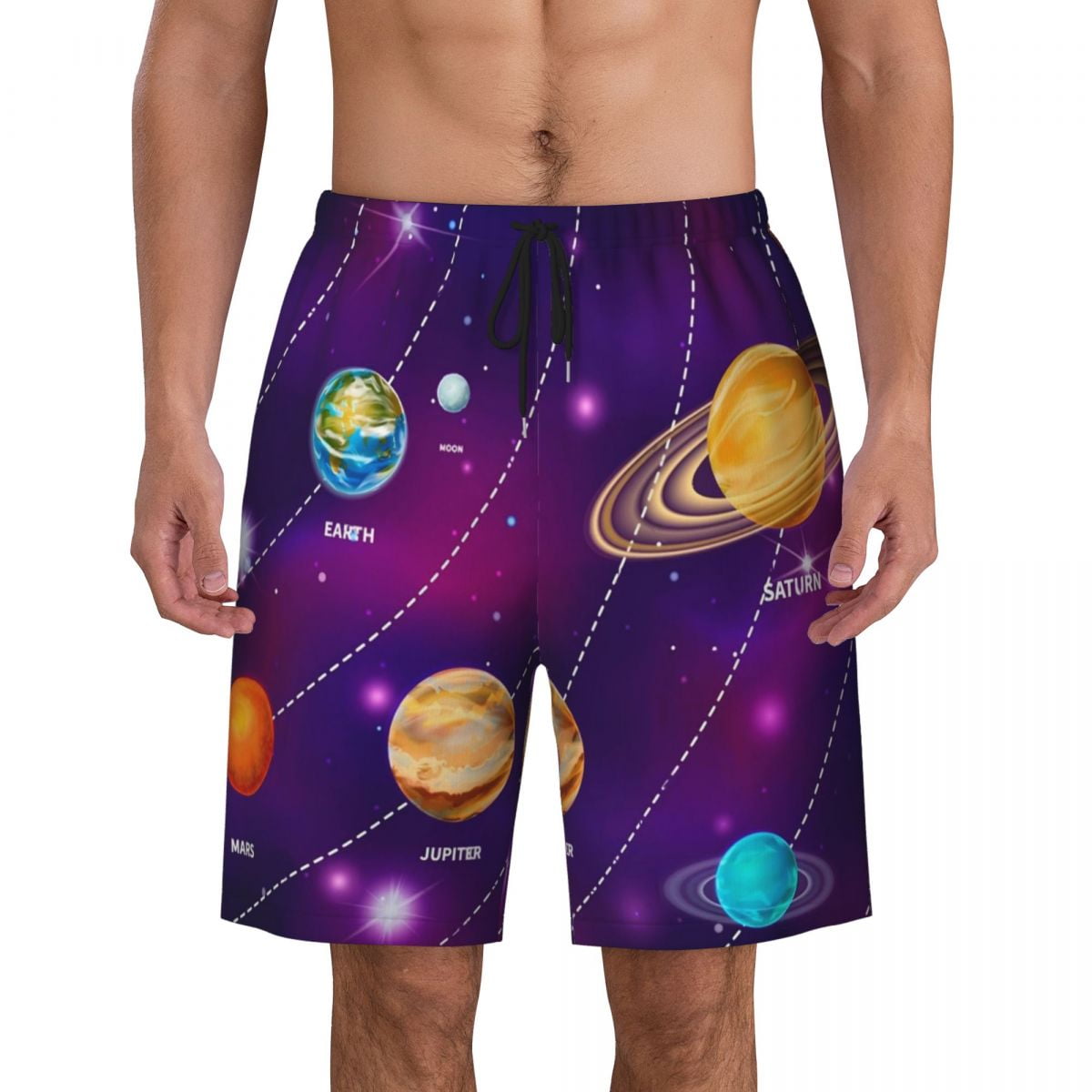 Bathing Suit Colorful Space Board Shorts Summer Fantasy Planets Stylish ...