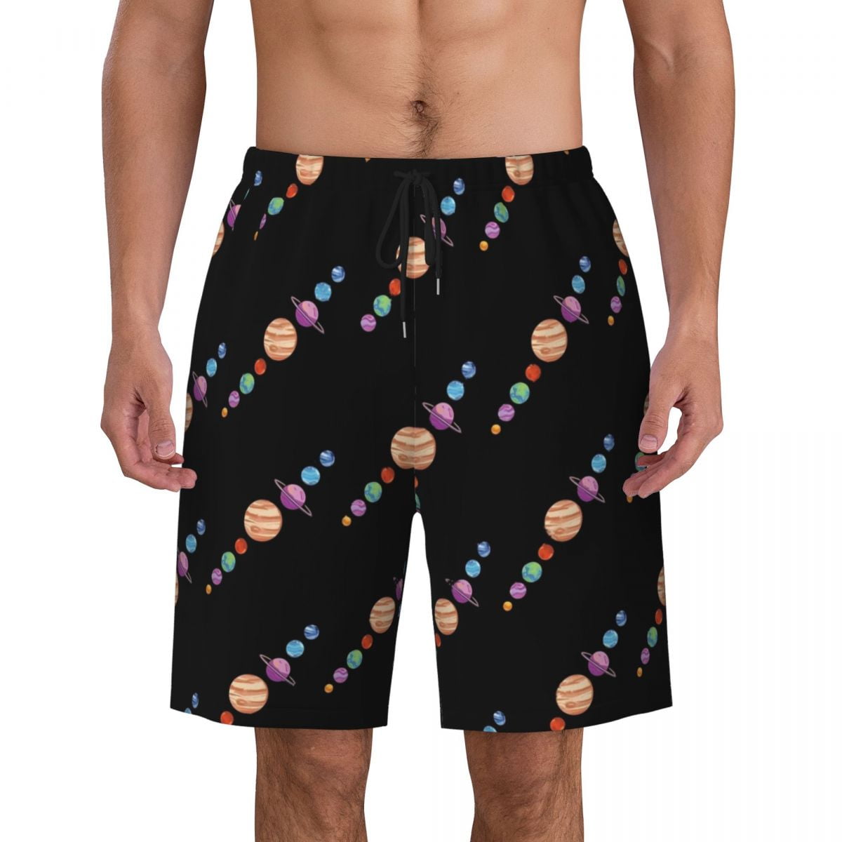 Bathing Suit Colorful Space Board Shorts Summer Fantasy Planets Stylish ...