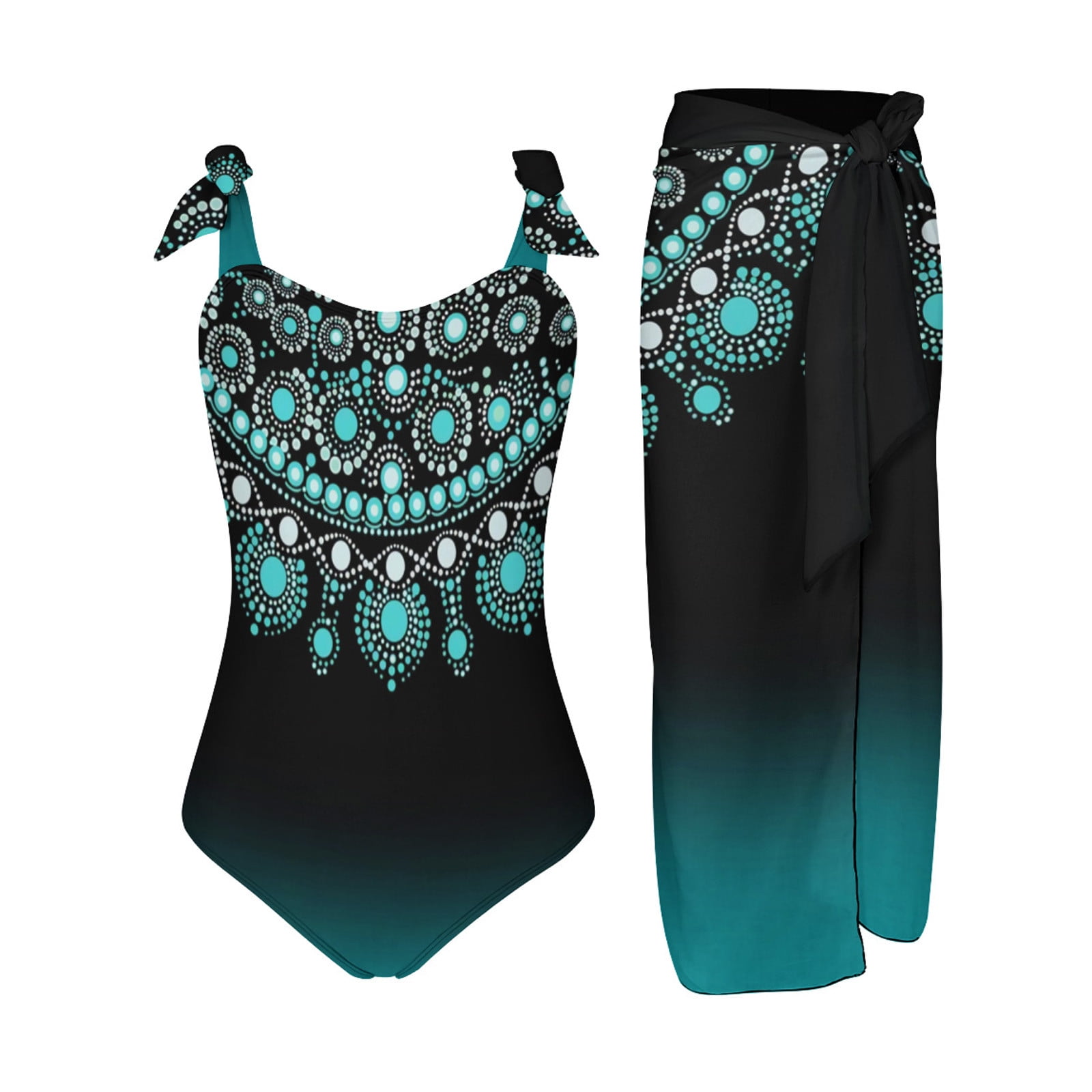 Bathing Suit Cover Up Women Vintage Colorblock Abstract Floral Print 1 ...