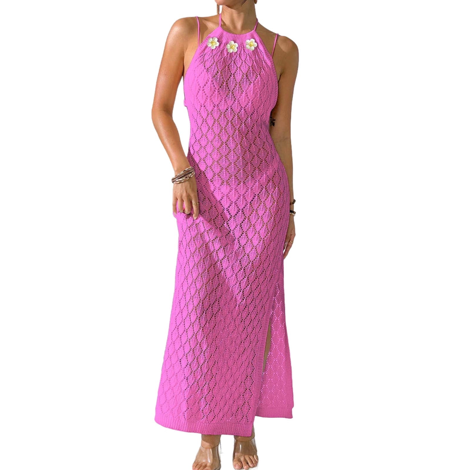 Bathing Suit Cover Up for Women Knit Crochet Halter Swim Suit Coverup ...