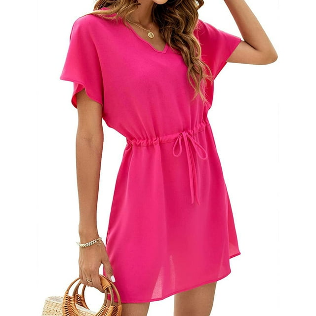 Bathing Suit Cover Ups for Women Elegant Solid Color V-Neck Swimsuit ...